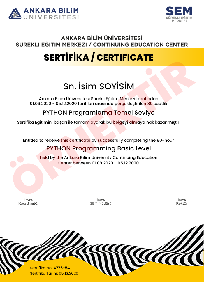 PYTHON Programlama Temel Seviye Eğitimi